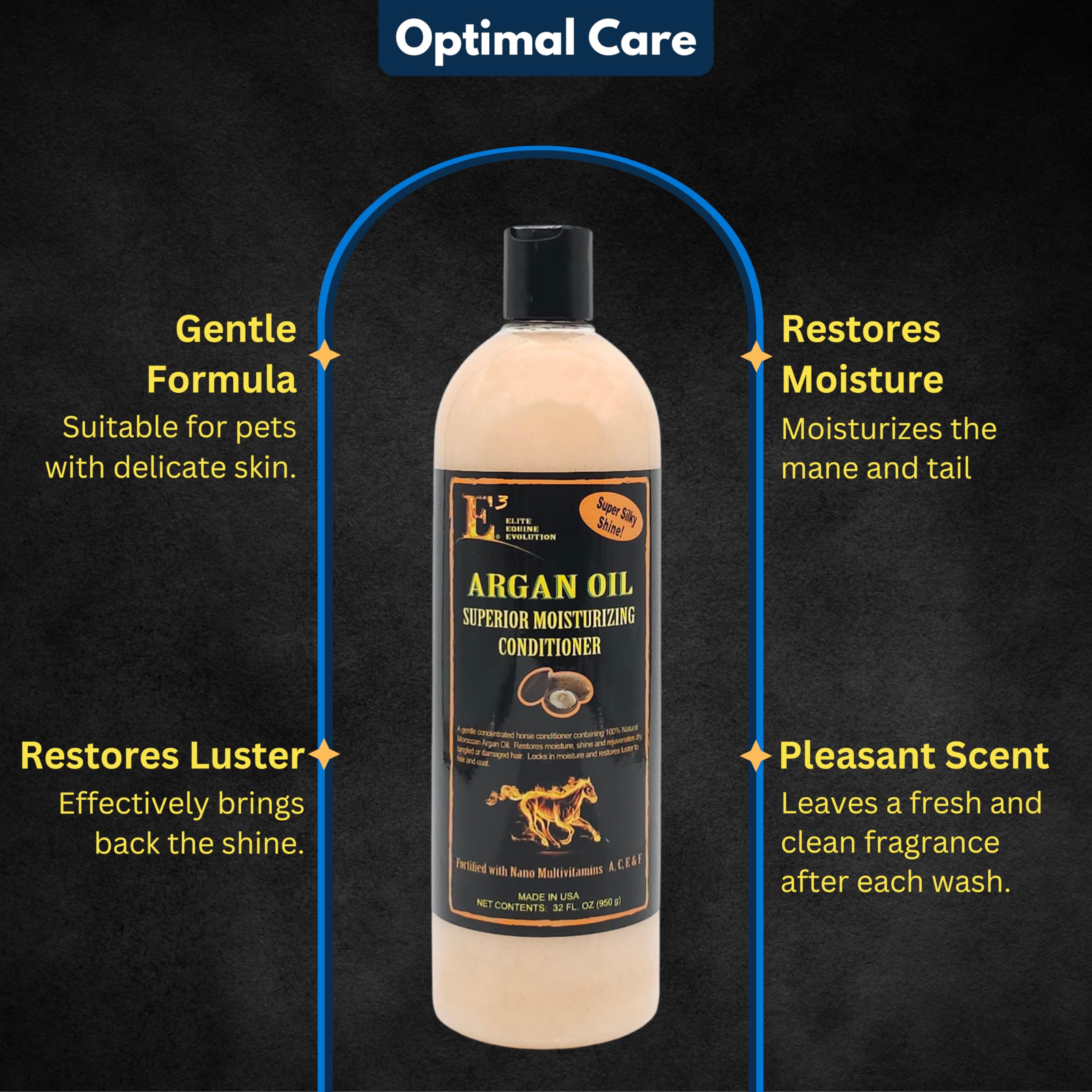E3 Argan Conditioner with Vitamins A,C,E and F - Combines Natures Treatment Safe Sustainable Dry Damage Hair (32 fl oz)
