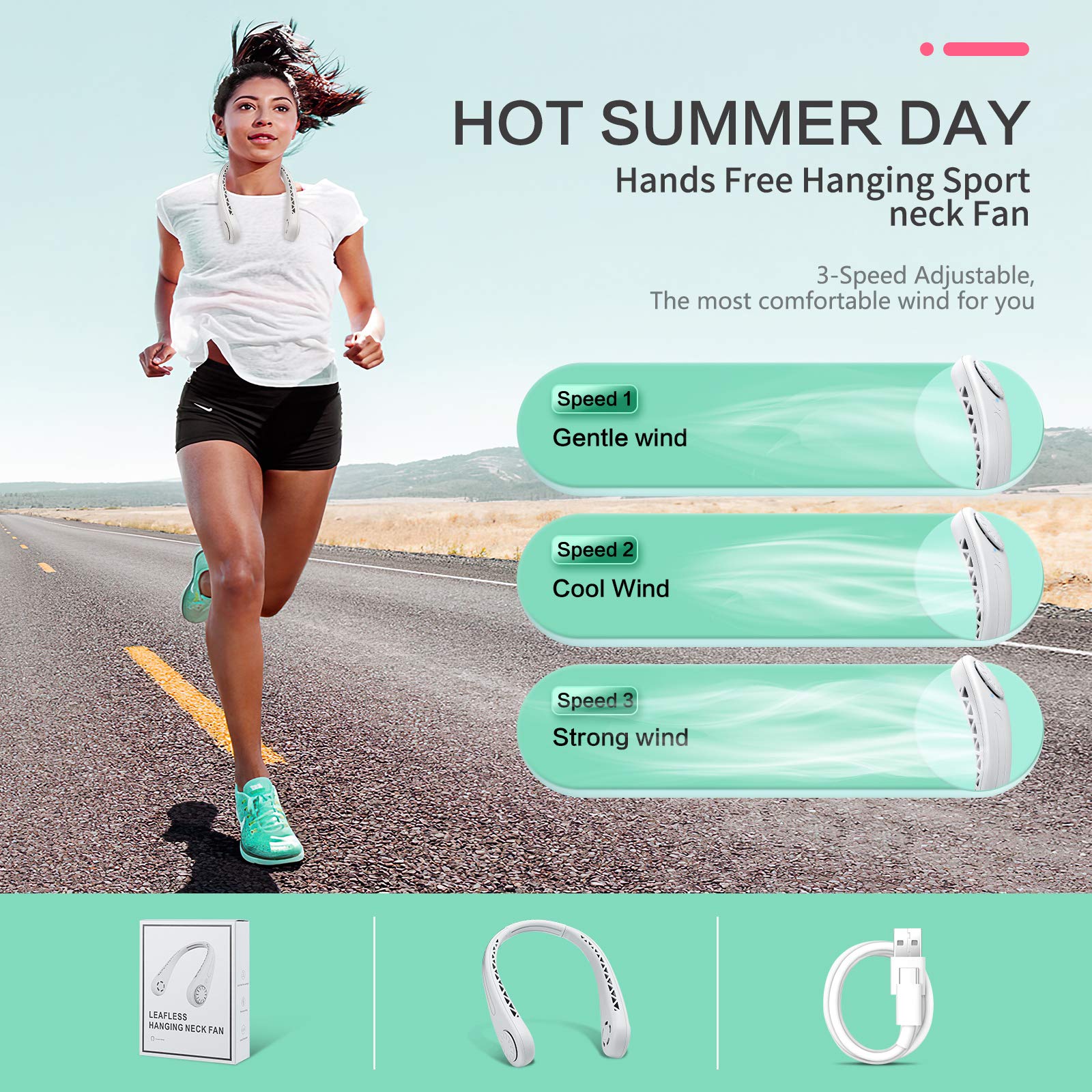 DGLK The Portable Neck Fan From Popular Earphone Design,The Leafless Neck Fan Perfect For Personal Fan,with Features,Mini Fan, Ultra-Quiet, Battery Powered Fan, Suitable For Outdoor Sports