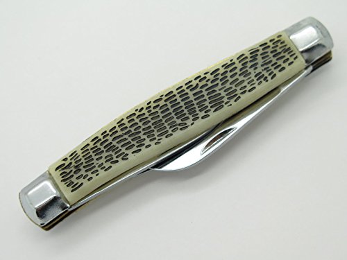 Artist Unknown Vintage Old Stock 1980s Made In China Snake Skin Stockman Folding Pocket Whittler Knife