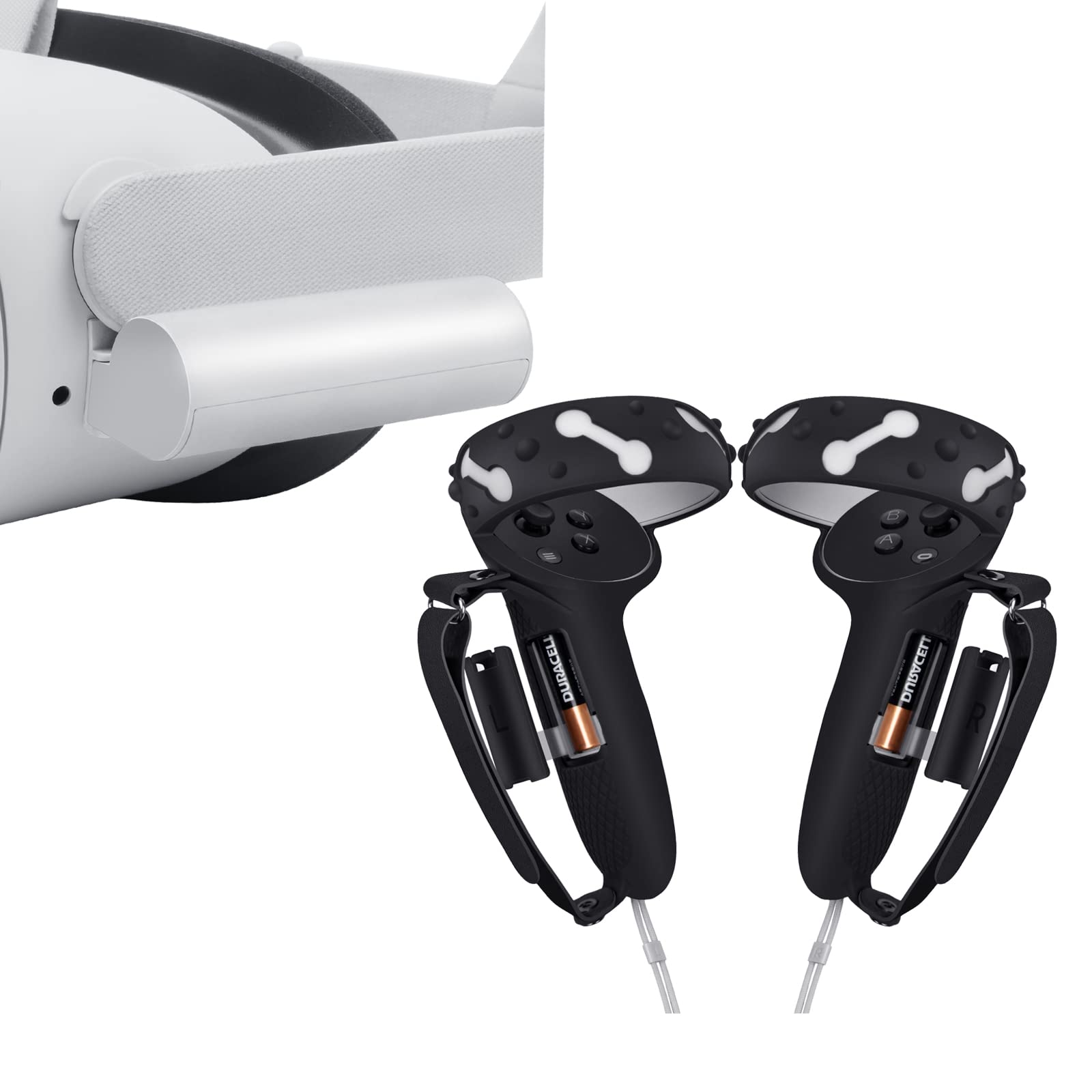 Acessories for Oculus Quest 2,Battery Pack for Oculus Quest 2 and Controller Grips Cover for Oculus Quest 2 with Battery Opening