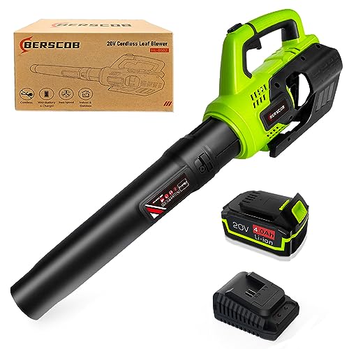 Cordless Leaf Blower,20V 420CFM Handheld Electric Leaf Blowers with 4.0Ah Battery & Fast Charger, 2 Speed Mode, Lightweight Battery Powered Leaf Blowers for Lawn, Yard, Garage, Patio & Sidewalk