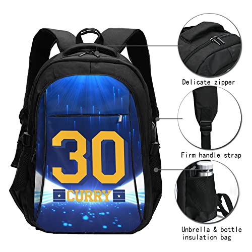 Basketball Curry 16IN Laptop Backpack Work Travel College Anti Theft Durable Travel Daypack With Usb Charging Port Gift For Men Women