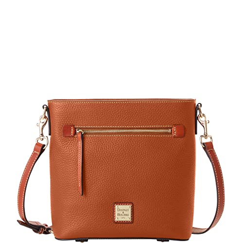 Dooney & Bourke Crossbody Bags for Women, Pebble Grain Leather Crossbody Messenger Bag with Zipper - Brown