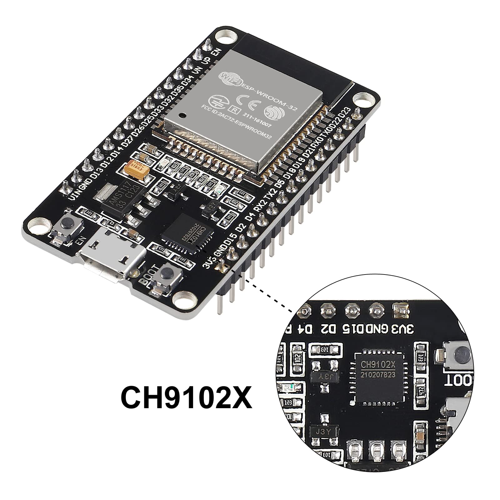 AITRIP 3PCS New CH9102X Chip ESP32 ESP-32 ESP-32S ESP-WROOM-32 Development Board CH9102X WiFi+Bluetooth Ultra-Low Power Consumption Dual Core for Arduino