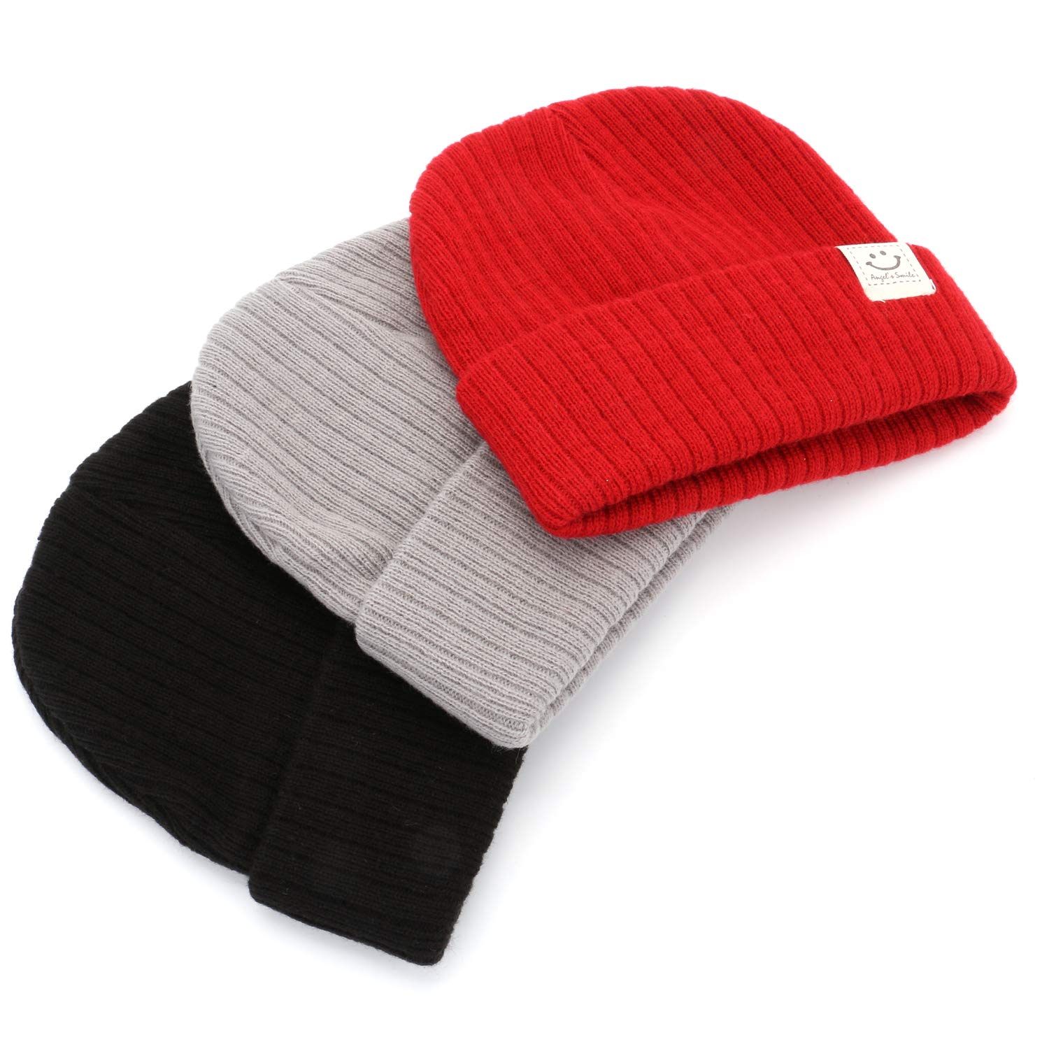 Kingrol 3 Pack Baby Knitted Beanie Hats, Cute Soft Warm Knit Caps for Baby, Girls and Boys, 0-3 Years