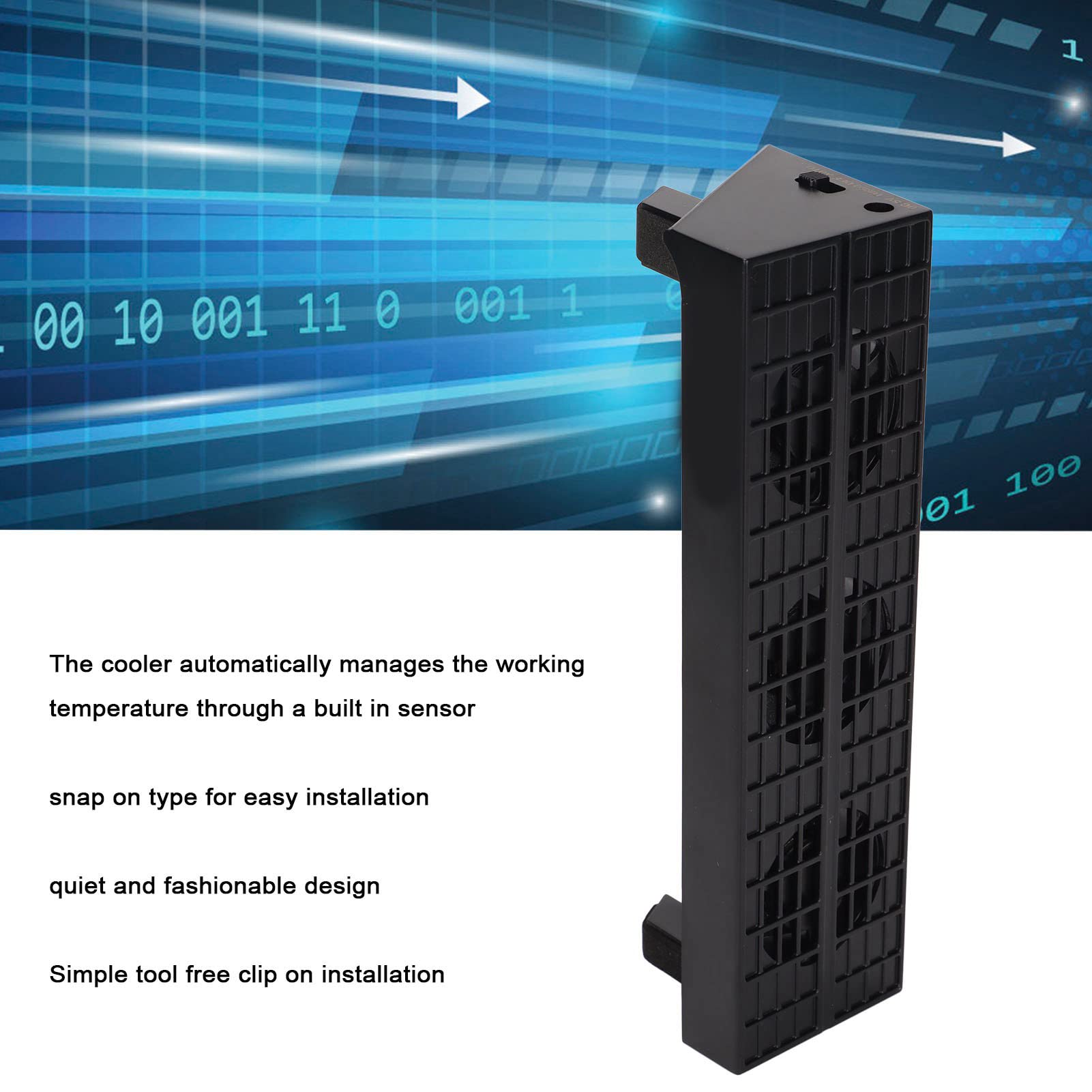 Auto Cooling Fan for PS4 Slim, Intelligent Automatic Temperature Sensor Controlled Radiator External USB Cooler 3 Fan Low Noise for PS4 Slim Gaming Console