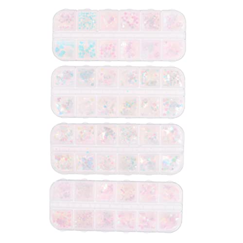 FRCOLOR 4 Sets Glitter Stickers Nail Sequins Appliques Embellishments Nail Art Sequin Holographic Nail Sequins Nail Art Glitter Sticker Polish Nail Decoration Mermaid Nail Art Glitter 3D
