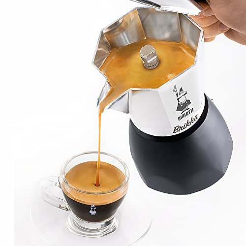 Bialetti - New Brikka, Moka Pot, the Only Stovetop Coffee Maker Capable of Producing a Crema-Rich Espresso, 2 Cups (3,4 Oz), Aluminum and Black