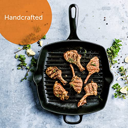 BK Bourgogne Enameled Cast Iron Induction Nonstick Grill Pan, PFAS Free, Dishwasher Safe, Jet Black