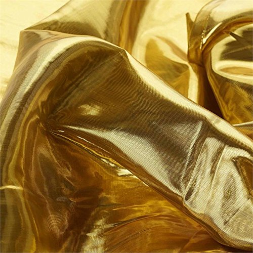 BalsaCircle 54-Inch Wide x 10 Yards Gold Metallic Shiny Tissue Lame Fabric by The Bolt - Sewing Craft Wedding Party Draping Supplies