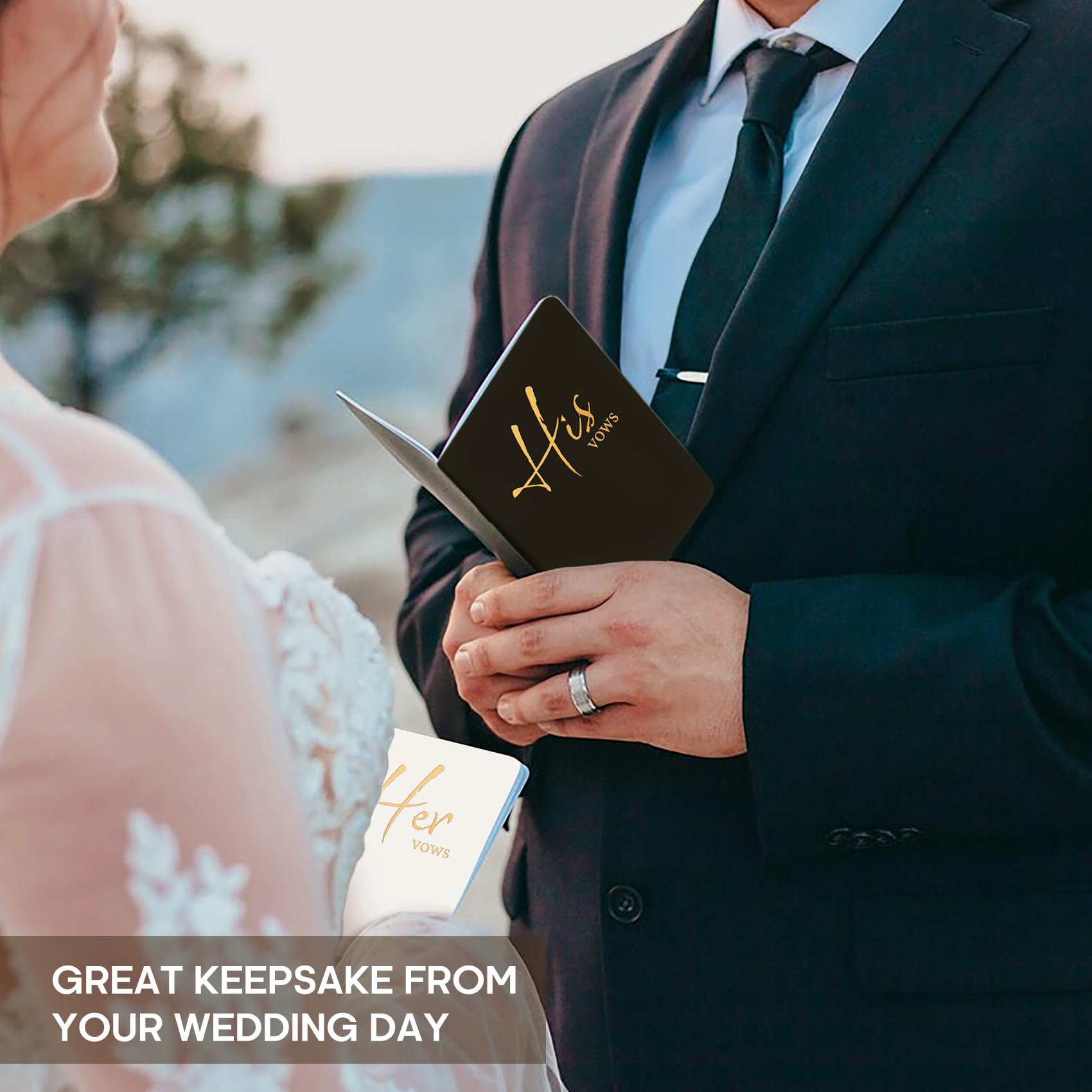 Taja Vow Books His and Hers, Wedding Vow Books with Gold Foil Lettering, Perfect Wedding Ceremony Essential for Wedding Stuff, Beautiful Wedding Present for Keepsake - White and Black