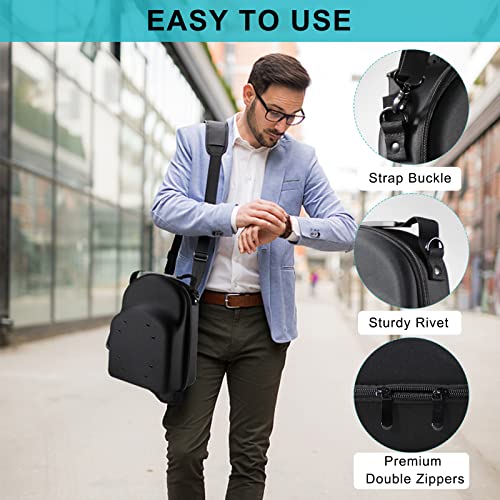 Newman iDesign Hat Travel Case: Hard Hat Case with Adjustable Shoulder Strap - Black Hat Holder for Travel Fits 6 Hats - Baseball Hats Organizer for Men and Women