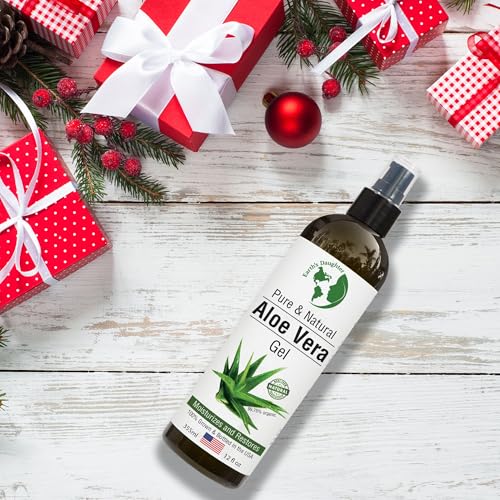 Earth's Daughter Organic Aloe Vera Gel from 100% Pure and Natural Cold Pressed Aloe β Moisturizes - Great for Face - Hair- Sunburn - Aftershave - Bug Bites - 12 oz.