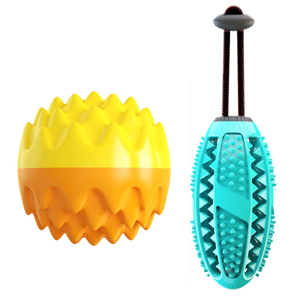 Sarokiky Dog Toothbrush Chew Toys,All-Round Cleaning Dog Dental Care Brushing Ball Toy for Medium Large Dogs