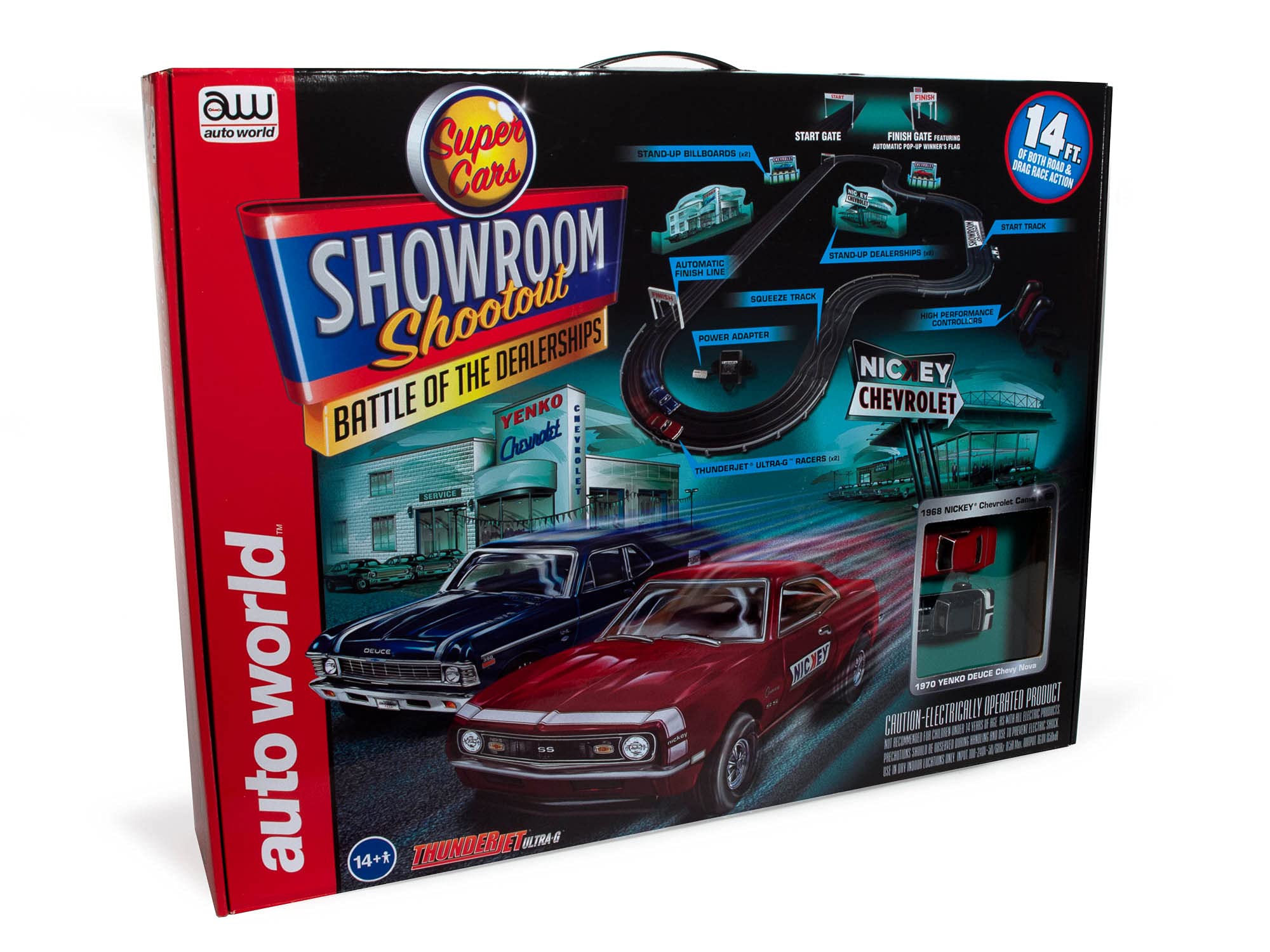 Auto World Showroom Shootout * Battle of The Dealerships 14' Slot Race Set