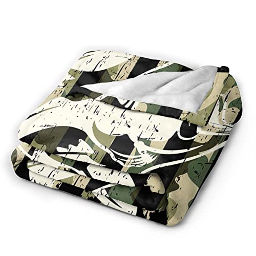 Bass Fish Flag Green Blanket Soft Lightweight Throw Blanket Comfortable Warm Bed Blanket for Bedroom Living Room Sofa Couch(50"x40")