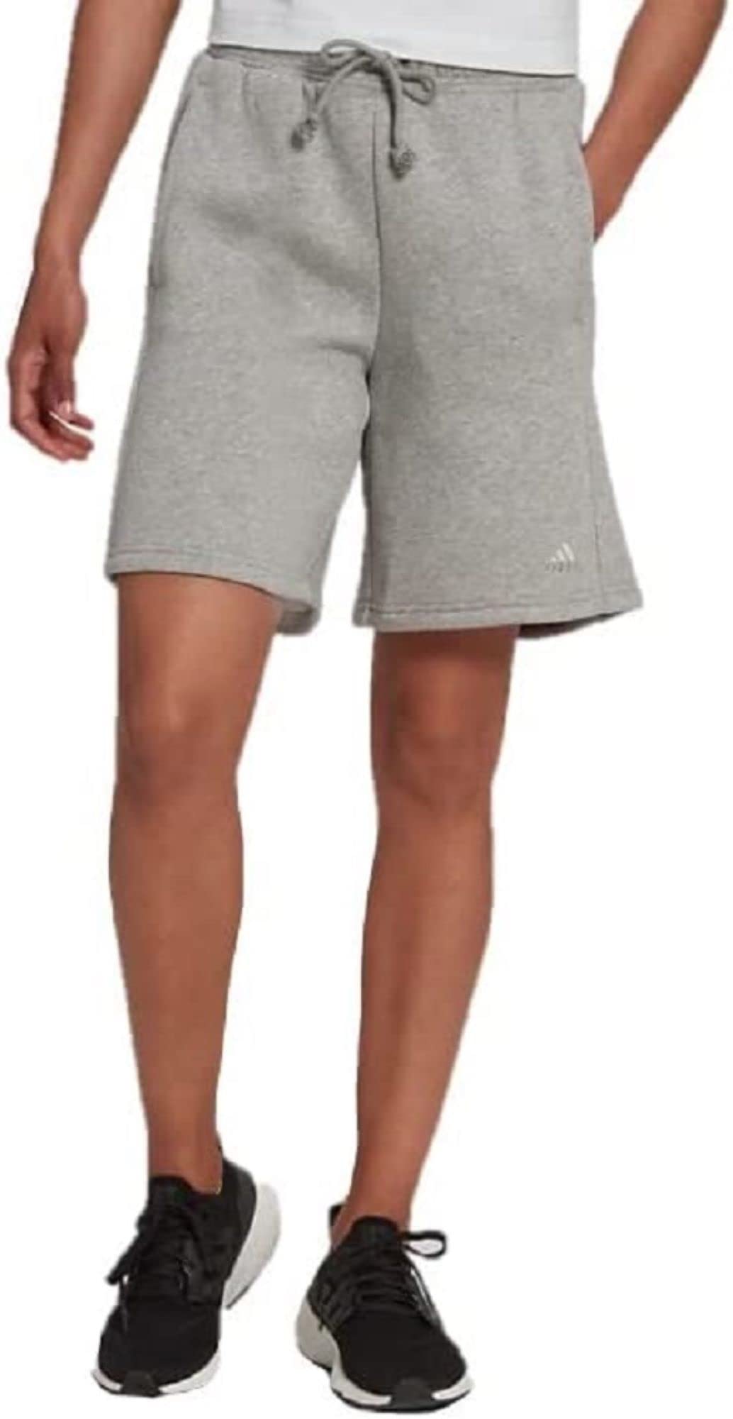 adidas Women's All SZN Fleece Shorts, Medium Grey Heather, Large