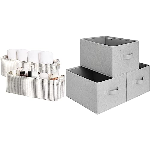 StorageWorks 2-Pack Narrow Storage Bins with 3-Pack Storage Baskets