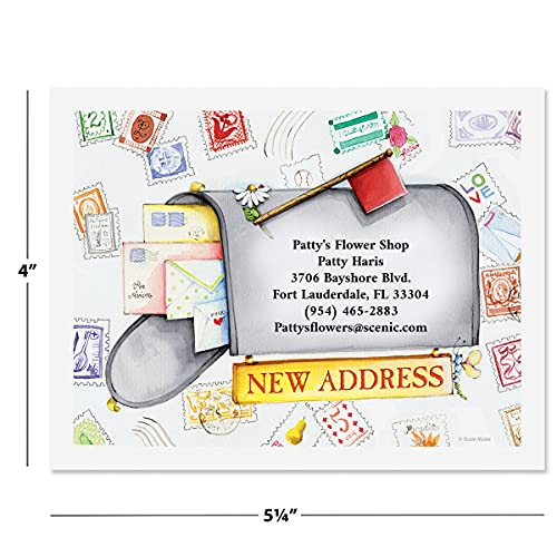 Keep In Touch Personalized New Address Postcards, Set of 24 Moving Announcements, 5-¼ x 4 inches