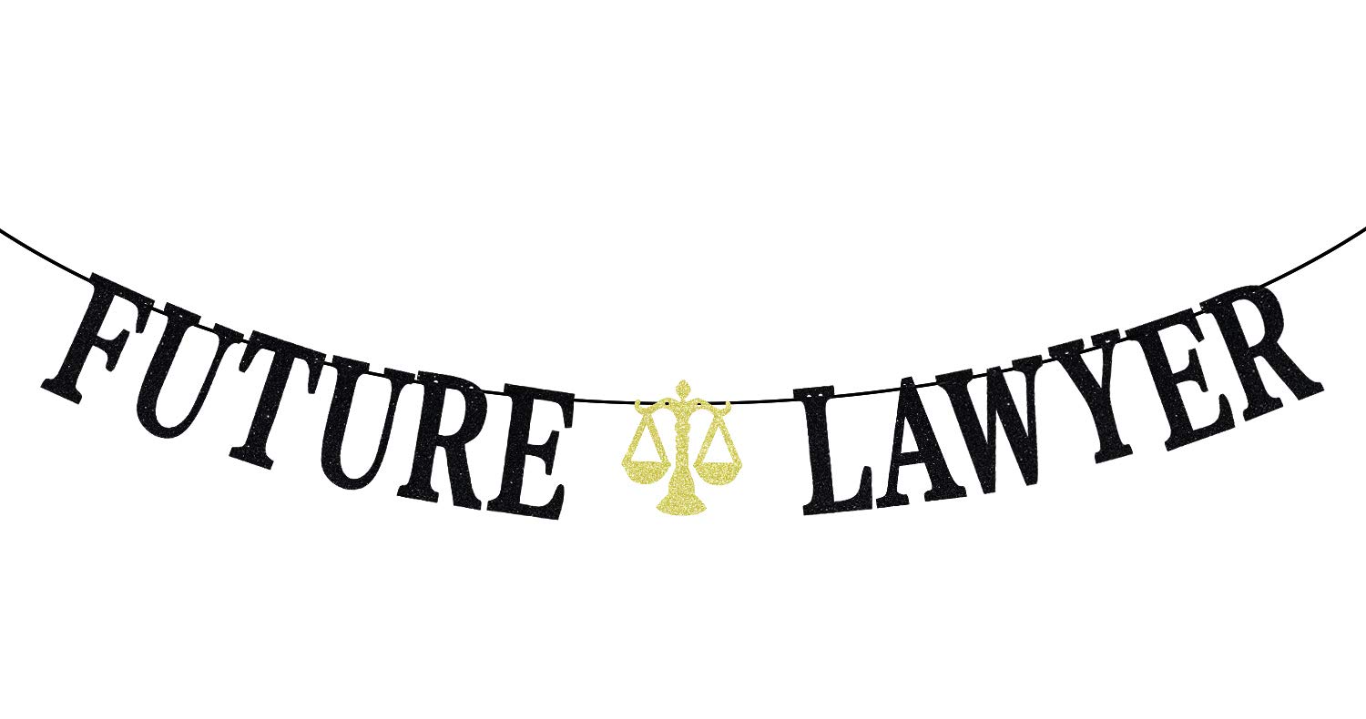 Black Glitter Future Lawyer Banner - Born to Argue/Passed the Bar - Law School Survivor Party Decorations Supplies - Law Grad Graduation Party Backdrop