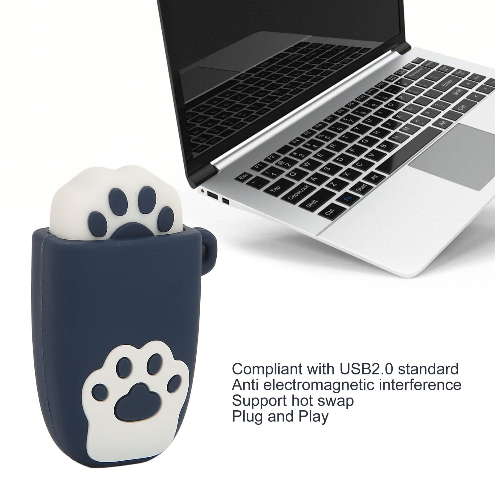 ASHATA Cute USB Flash Drive, Cute Cat Paw Flash Drive Memory Stick, USB 2.0 Thumb Drive Thumb Stick, Data Storage Friends Family, for Windows for OS X for Linux2.4.x(Purplish Blue