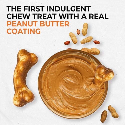 Canine Naturals IrresistiBONES Long Lasting Peanut Butter Chew - Made with Real Peanut Butter - All Natural and Easily Digestible - 6 Pack
