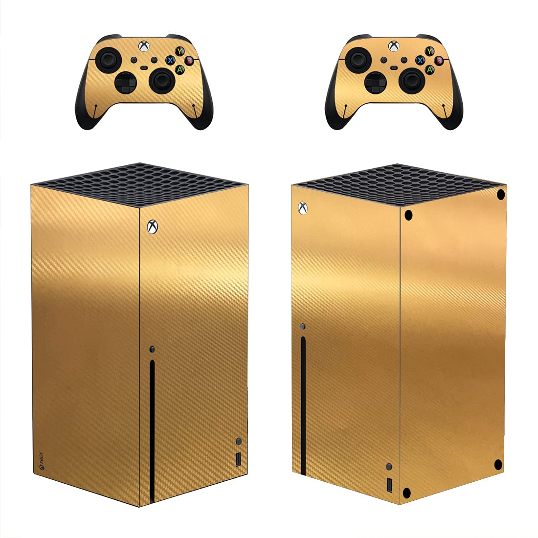Adventure Games - Carbon Fiber, Gold - Vinyl Console Skin Decal Sticker + 2 Controller Skins Set - Compatible with Xbox SERIES X