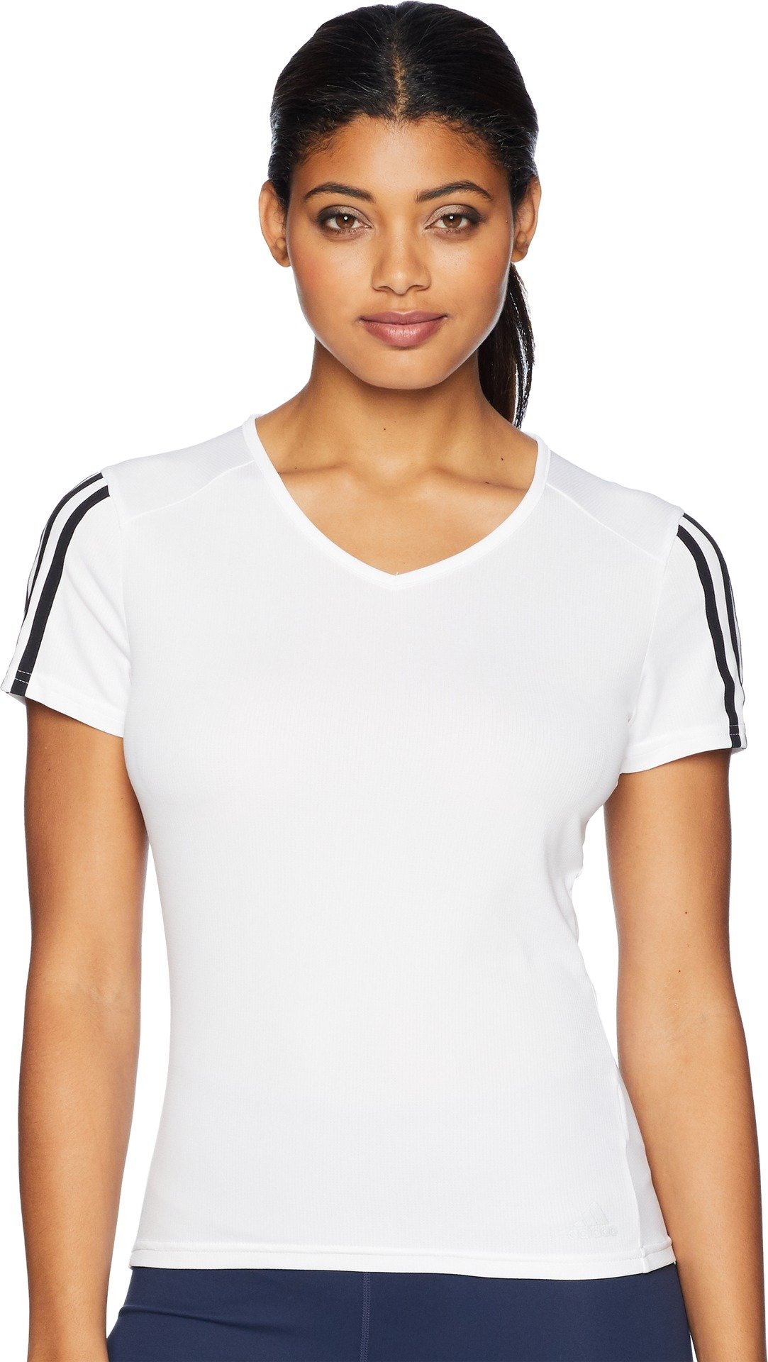 adidas Women’s Run 3-Stripes Tee White/Black, X-Small
