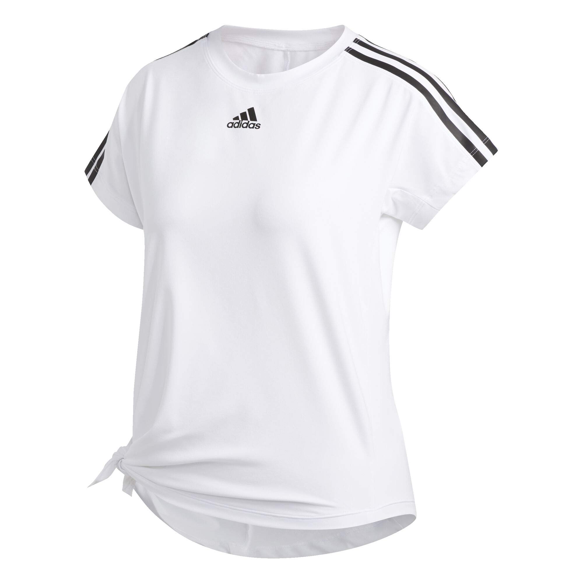adidas Women’s 3-Stripes Tie Tee, White, X-Large