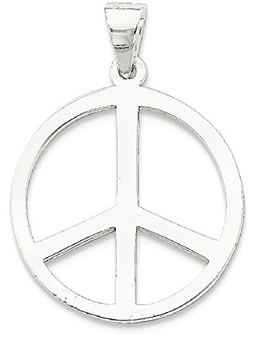 925 Sterling Silver Peace Sign Inspirational Symbol Necklace Charm Pendant 35mm x 24mm Only