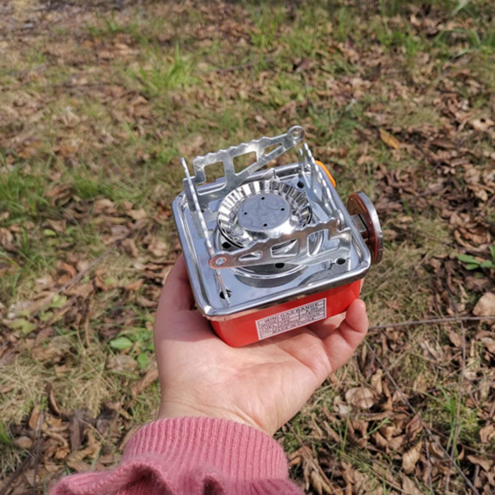 AIROKA Lightweight Square 2800W Gas Furnace Portable Camping Stove with Piezo Ignition Folding Windproof Backpacking Stove Strong Firepower Burner for Outdoor Hiking Cooking