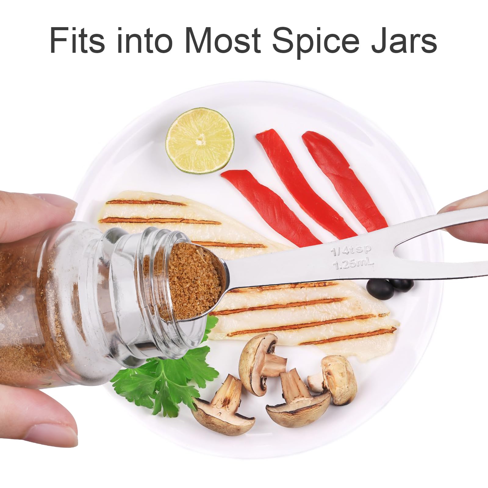 5pcs Measuring Spoon Set, Heavy Duty Stainless Steel Measuring Spoons for Cooking Baking, Tablespoon Teaspoon for Dry or Liquid Ingredients, Fits in Spice Jar, 1/4 1/2 1 tsp, 1/2 1 tbsp
