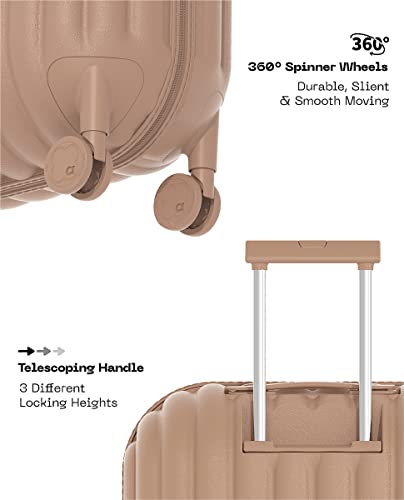 artrips Travle Luggage 28 inch,Large Suitcase with 8 Spinner Wheels,PC Lightweight Hardside Luggage,Travel Suitcase with Bread Design,TSA Lock,Brown,Large luggage hardshell 28-Inch,98L