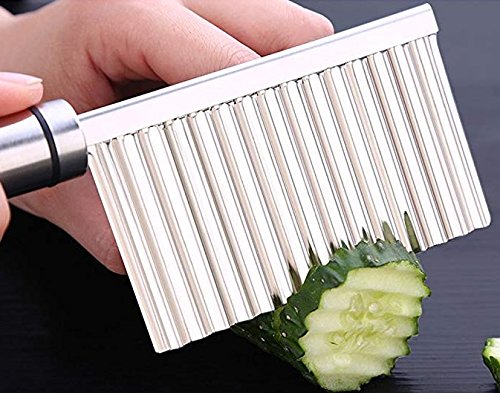 LareinaXXX Potato Wavy Edged Knife Stainless Steel Kitchen Gadget Vegetable Fruit Cutting Peeler Cooking Tool Accessories