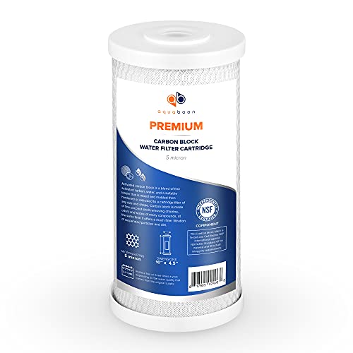 Aquaboon Universal Whole House 5 Micron 10 x 4.5 inch Cartridge | Premium Coconut Shell Replacement Water Filter Cartridge | Activated Carbon Block CTO | Compatible with Pentek EP-BB 8-Pack