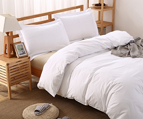 Colourful Snail 100-Percent Cotton Duvet Cover Set, Hidden Zipper Closure, Ultra Soft, Easy Care and Durable, Simple Bedding Style, Twin, White