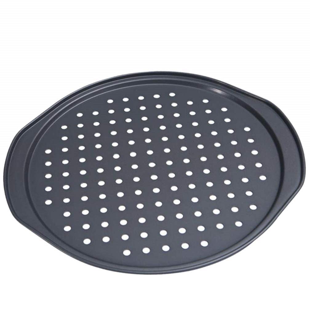 Alices Latest 13 Inch Nonstick Carbon Steel Pizza Pan Bakeware with holes Pizza Baking Pan for Oven Baking Supplies(35x32x1.3cm)