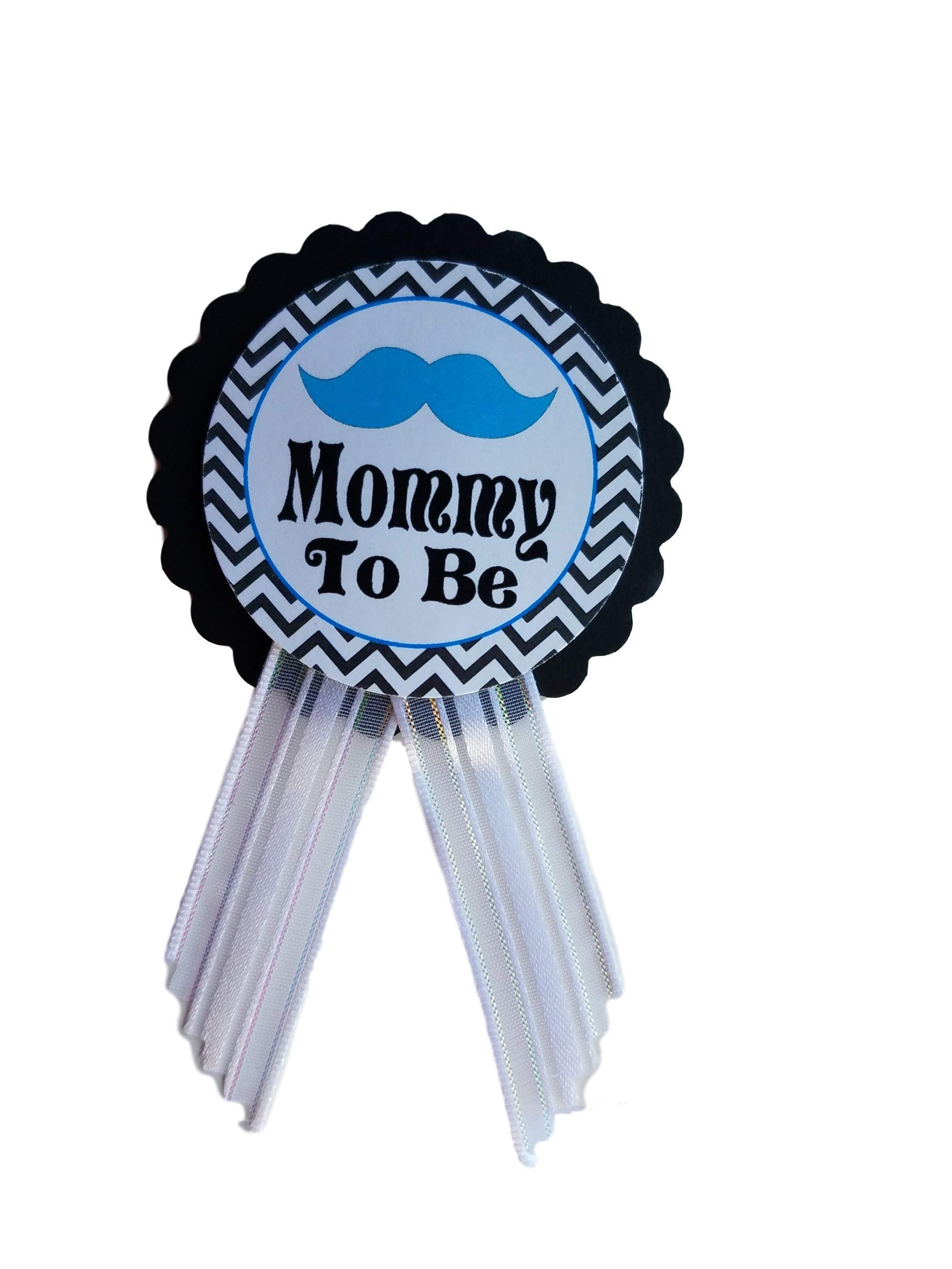 Little Man Mommy & Daddy to Be Pin Mustache Baby Shower Blue & Black It's a Boy, Baby Sprinkle Gender Reveal