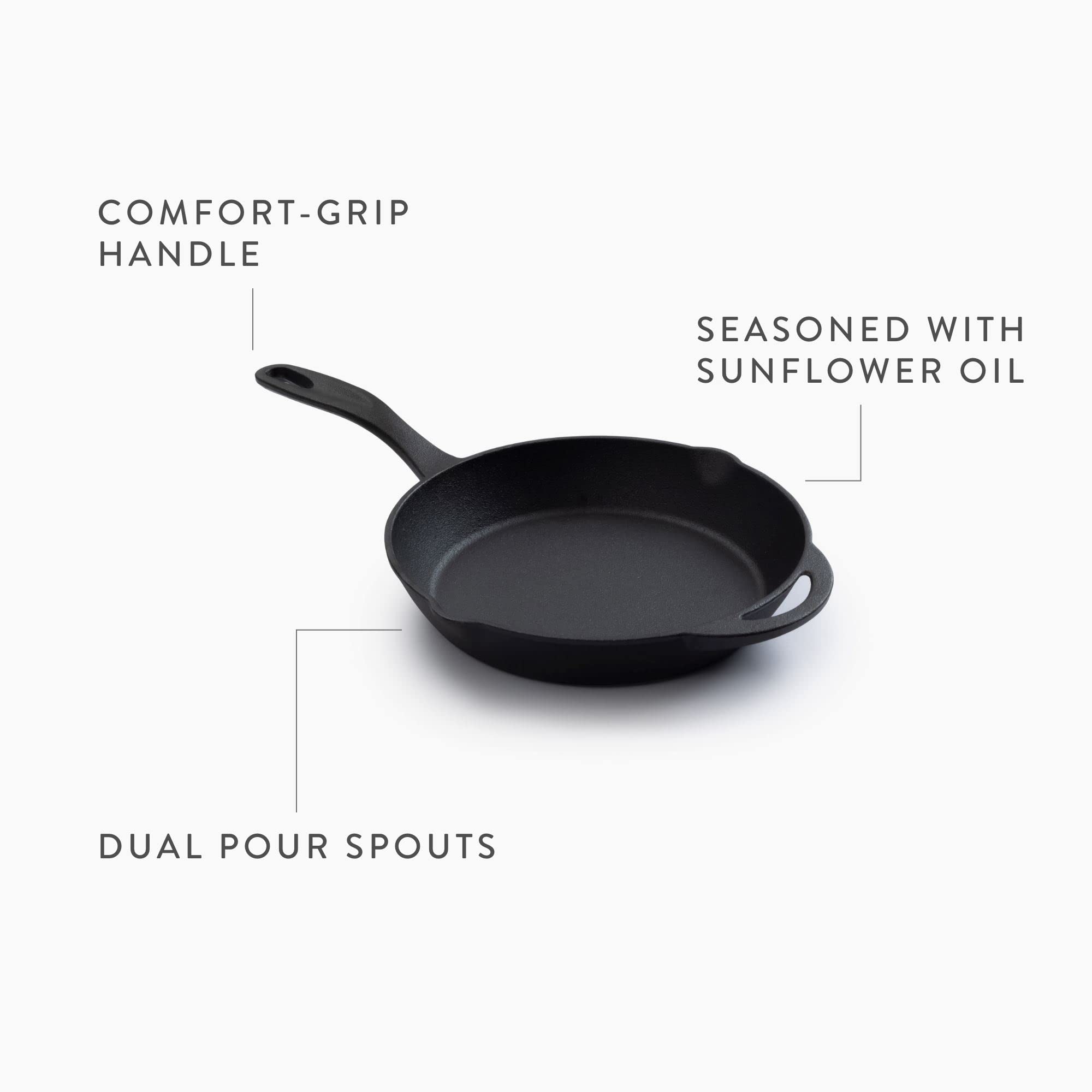 Barebones 12-Inch Cast Iron Skillet - Non Stick Frying Pans - Camping Skillet