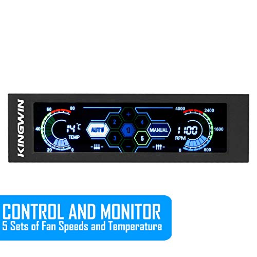 Kingwin FPX-007 Performance 5.25” Touchscreen LCD Fan Controller Cooling with Liquid Crystal Display Module. Features Temperature Monitor, RPM Display, and Fan Fail Alarm