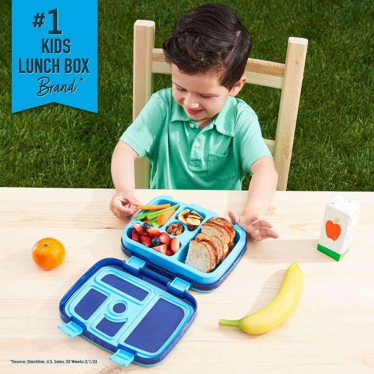 Bentgo® Kids 5-Compartment Lunch Box Set With Insulated Lunch Bag and 2-in-1 Backpack & Insulated Lunch Bag (Confetti Edition - Abyss Blue)