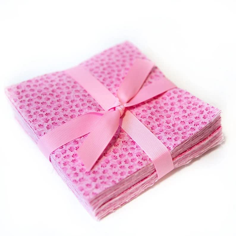 90 Piece It's All Pink Cute pre-Cut Charm Pack 5" Squares 100% Cotton Fabric Quilt Pink Tone on Tone