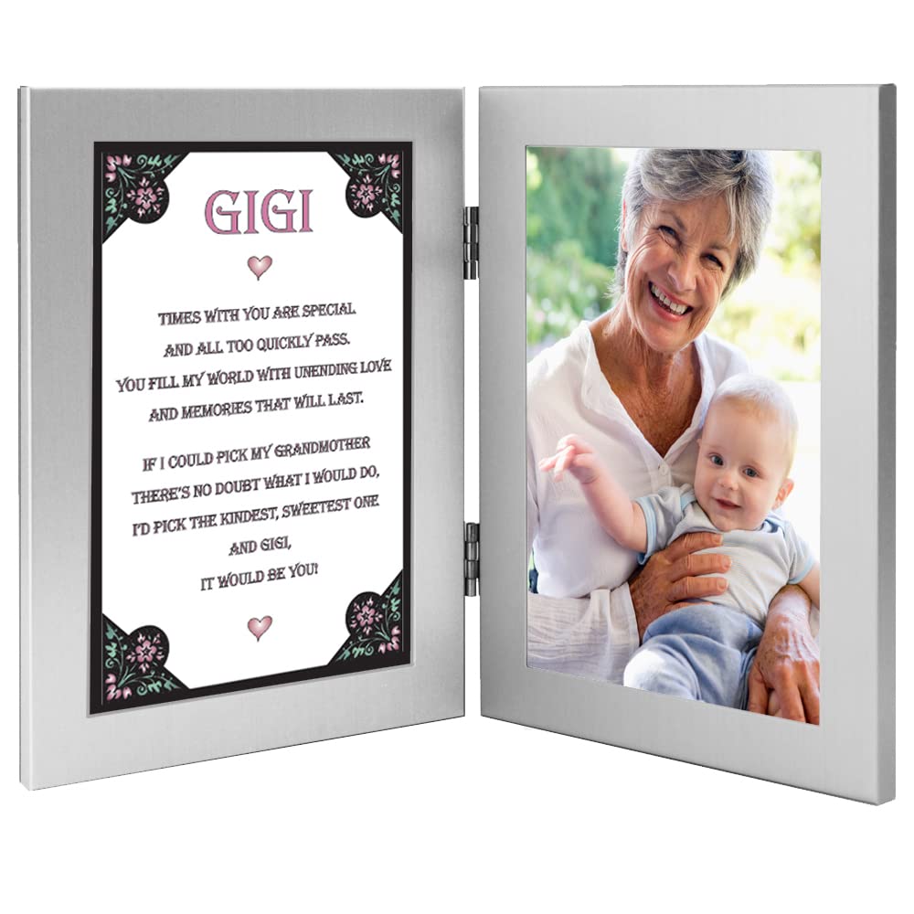 Poetry Gifts Grandma Gigi Sweet Poem from Grandchild for Mother's Day or Birthday, Add 4x6 Inch Photo to Double Frame