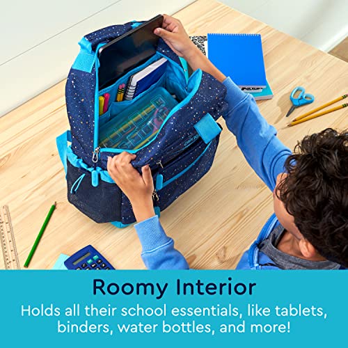 Bentgo® Kids Backpack - Confetti Edition Designed Lightweight 14” Backpack for School, Travel & Daycare - Roomy Interior, Durable & Water-Resistant Fabric & Loop for Lunch Bag (Abyss Blue)
