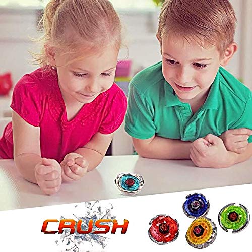 Crush Bey Battling Blades Metal Fusion Starter Set | 4 Tops, 2 Launchers, 4 Tips, 2 Bolts, 2 Fitting Keys, 1 Grip, 1 Arena