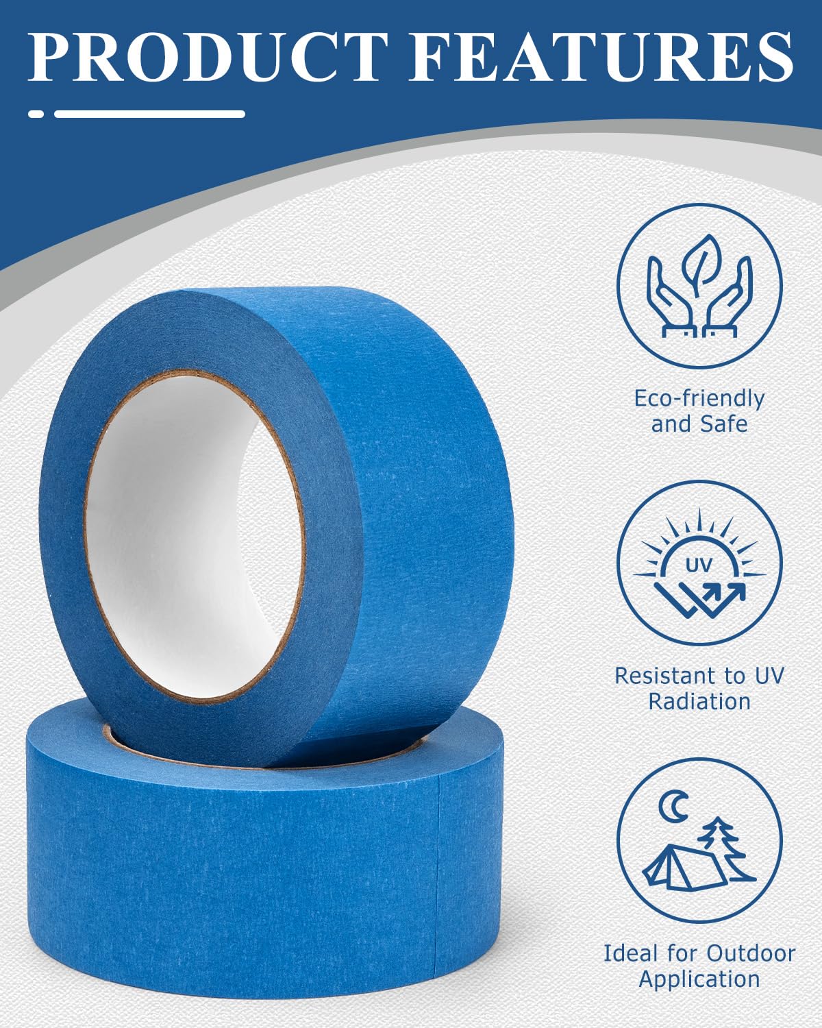 WeLiu Painters Tape 6 Rolls (990 Ft) Masking Tape, Blue Painter’s Tape for Home Office School, DIY Crafts, Labeling, Edge Finishing, 2 Inches x 55 Yards