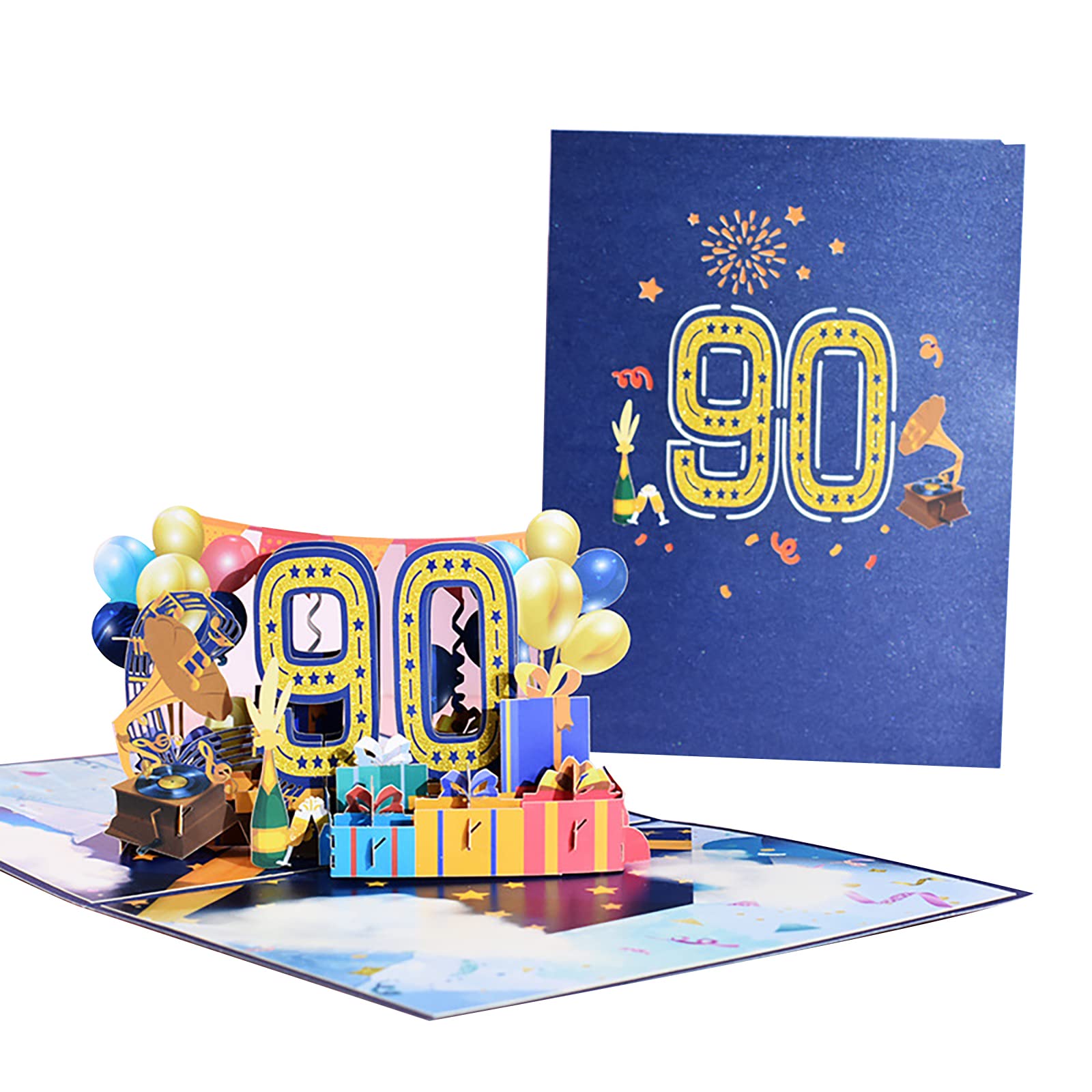 UVATAHONA 90th Greeting Birthday Cards, Pop Up Happy 90th Birthday Card for Him or Her, Cheers 90 Years Old Birthday Cards Best for Husband, Wife, Mom, Dad, Sister, Brother, Friend