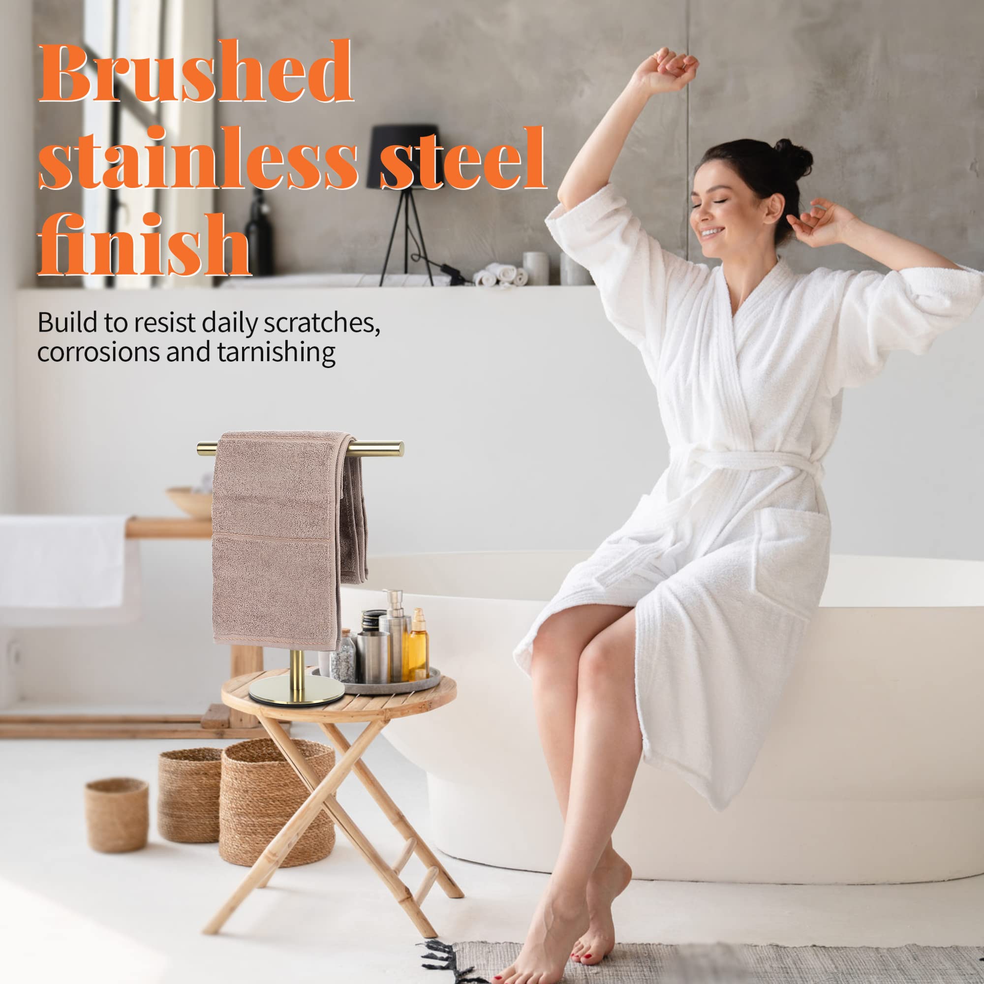 Bathroom Hand Towel Holder Stand,T-Shape Hand Towel Holder Stand SUS304 Stainless Steel for Bathroom,Kitchen or Vanity Countertop