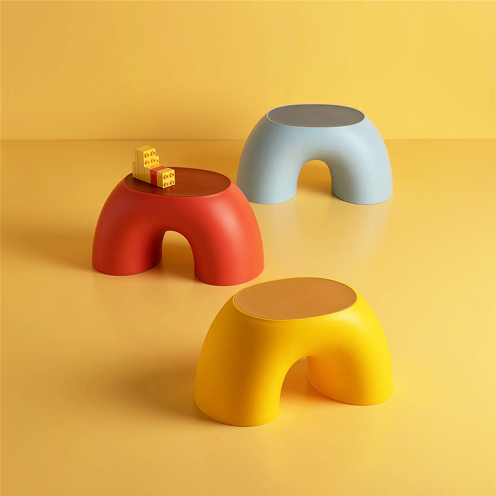 GeRRiT Rainbow Stool,Simple Small Bench,Home Sleek and Comfortable Stool,Non-Slip and Durable Shoe Changing Stool (Color : Blue, Size : 7.5x14x7.2inch)