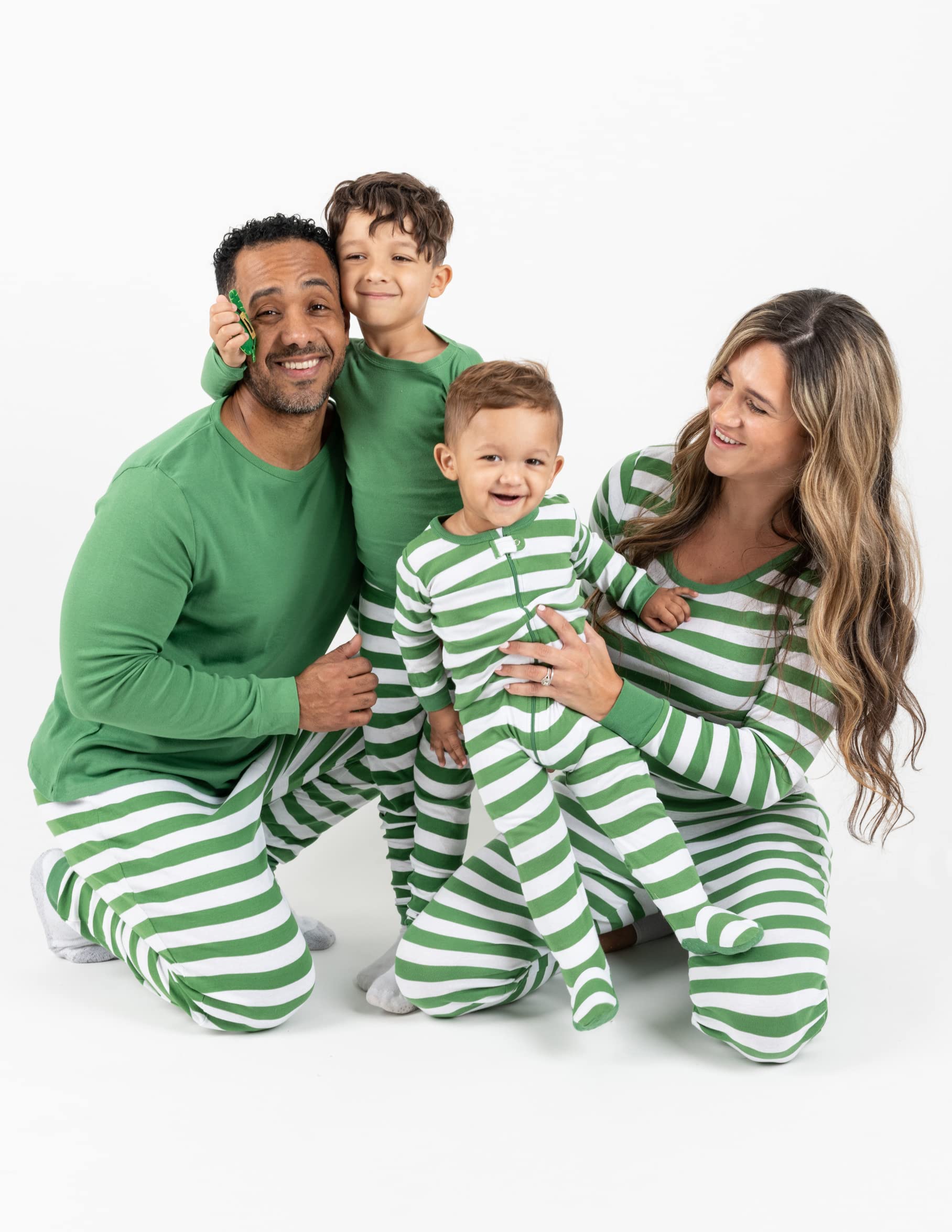Leveret Kids Pajamas Baby Boys Girls Footed Pajamas Sleeper 100% Cotton (Green/White, Size 12-18 Months)